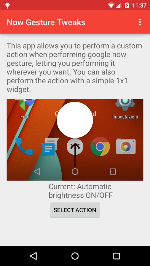 Now Gesture Tweaks Replaces the Google Now Shortcut with a Custom Action