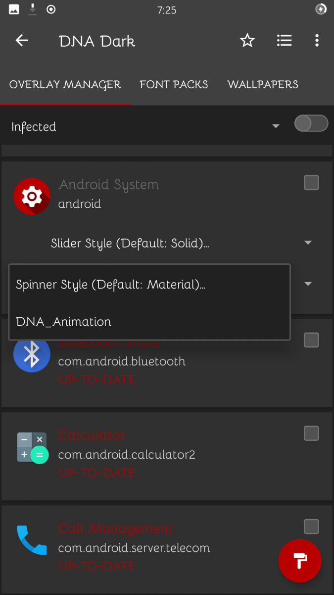 The DNA Dark theme for Substratum