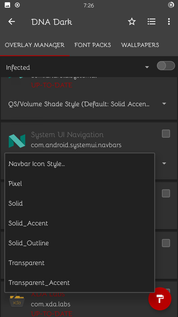 The DNA Dark theme for Substratum