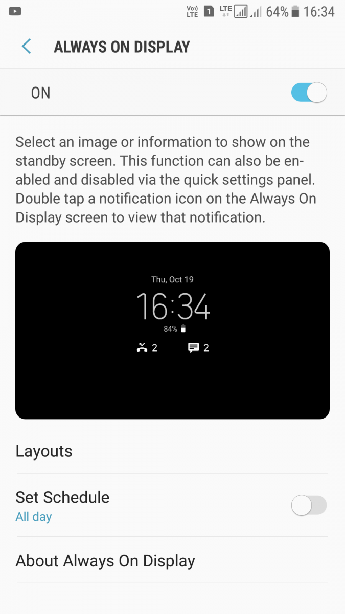 Enable Always On Display on Any Samsung Nougat Device Without Root