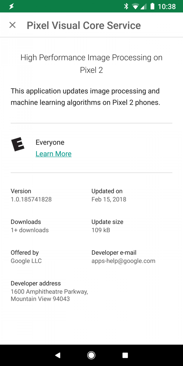 Google Pixel Visual Core is being updated through the Play Store with ...