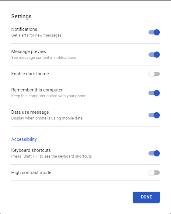 Android Messages for desktop browsers like Google Chrome, Firefox, and ...