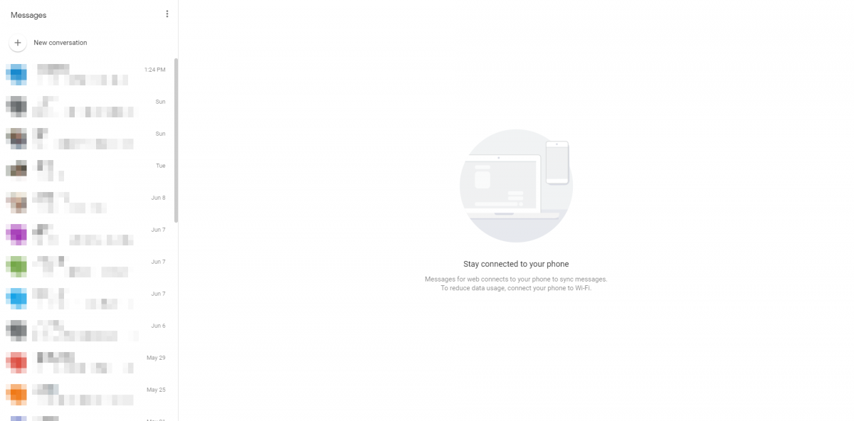 Android Messages for desktop browsers like Google Chrome, Firefox, and ...