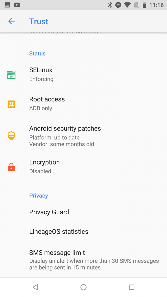 LineageOS Introduces Trust: A Centralized Interface for Security & Privacy