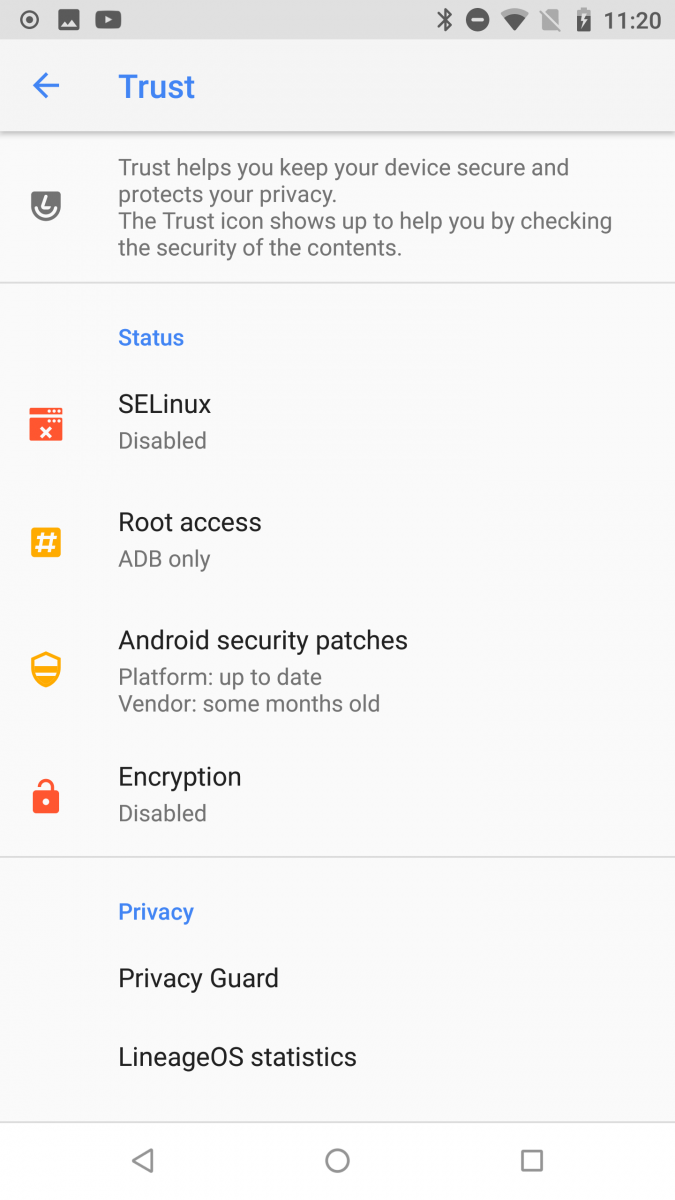 LineageOS Introduces Trust: A Centralized Interface for Security & Privacy