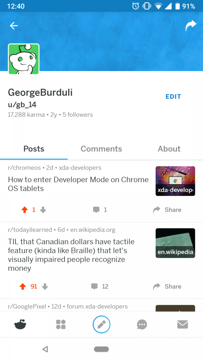 Official Reddit for Android beta lets you crosspost and edit your profile