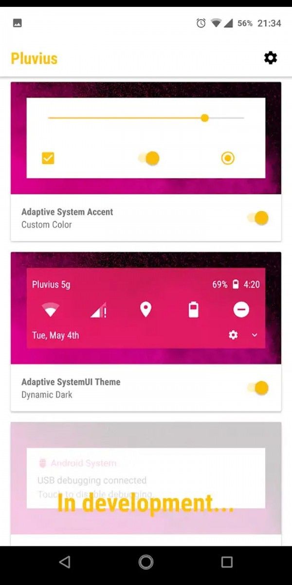 Pluvius themes system UI and accent color based on the wallpaper [Giveaway]