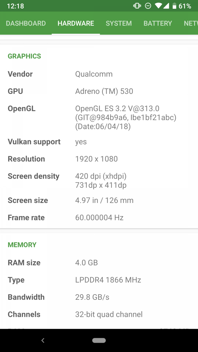 DevCheck is an Android app that tells you everything about your device