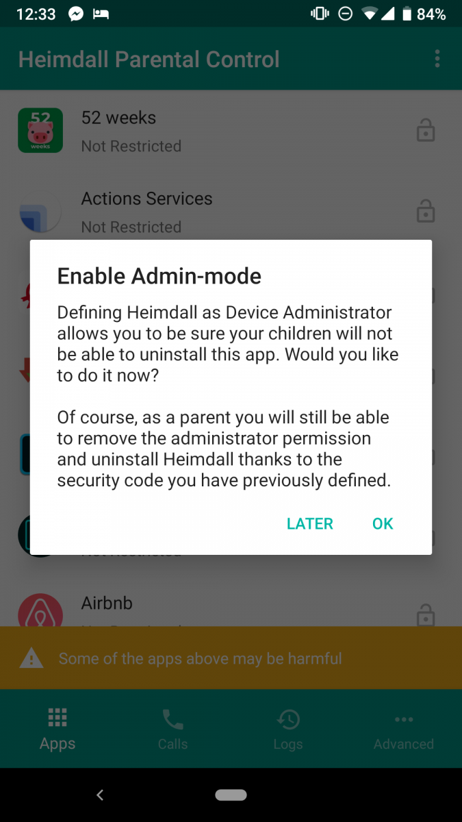 Heimdall is a free and simple Parental Control app