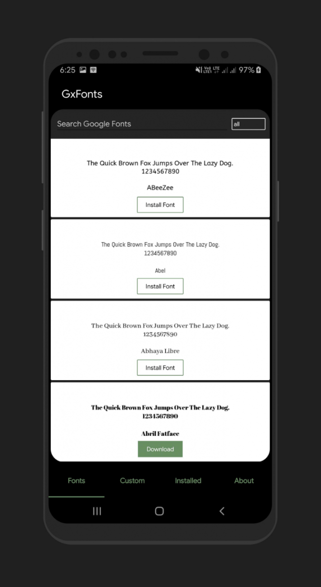 GxFonts is a custom font manager for Samsung Galaxy devices on Android 7.0+