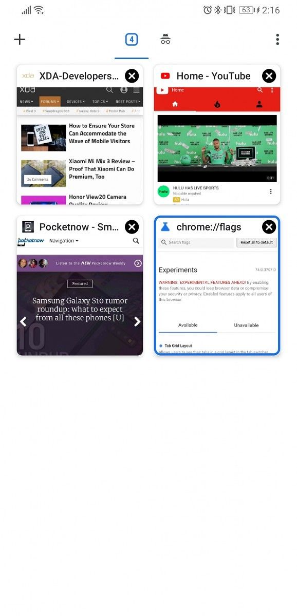 Google Chrome for Android is testing a new grid layout for tabs