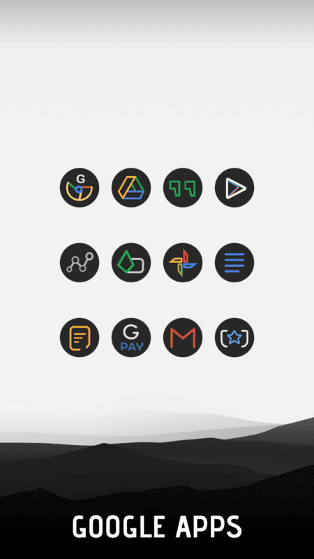 Minma is a free icon pack with round icons and dark backgrounds