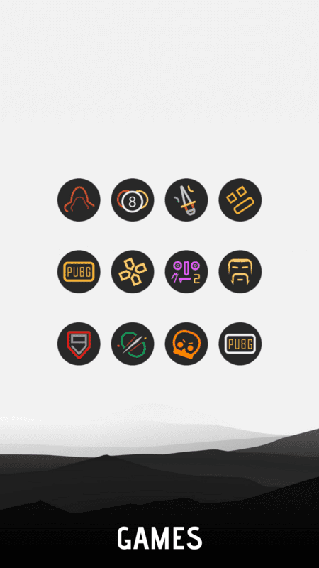 Minma is a free icon pack with round icons and dark backgrounds