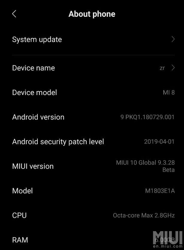 MIUI 10 Global Beta 9.3.28 brings April 2019's Security Patches and ...