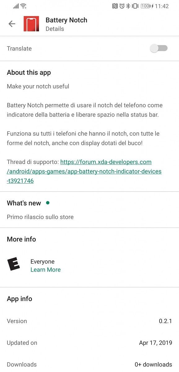 Google Play Store tests showing a translate button for app descriptions
