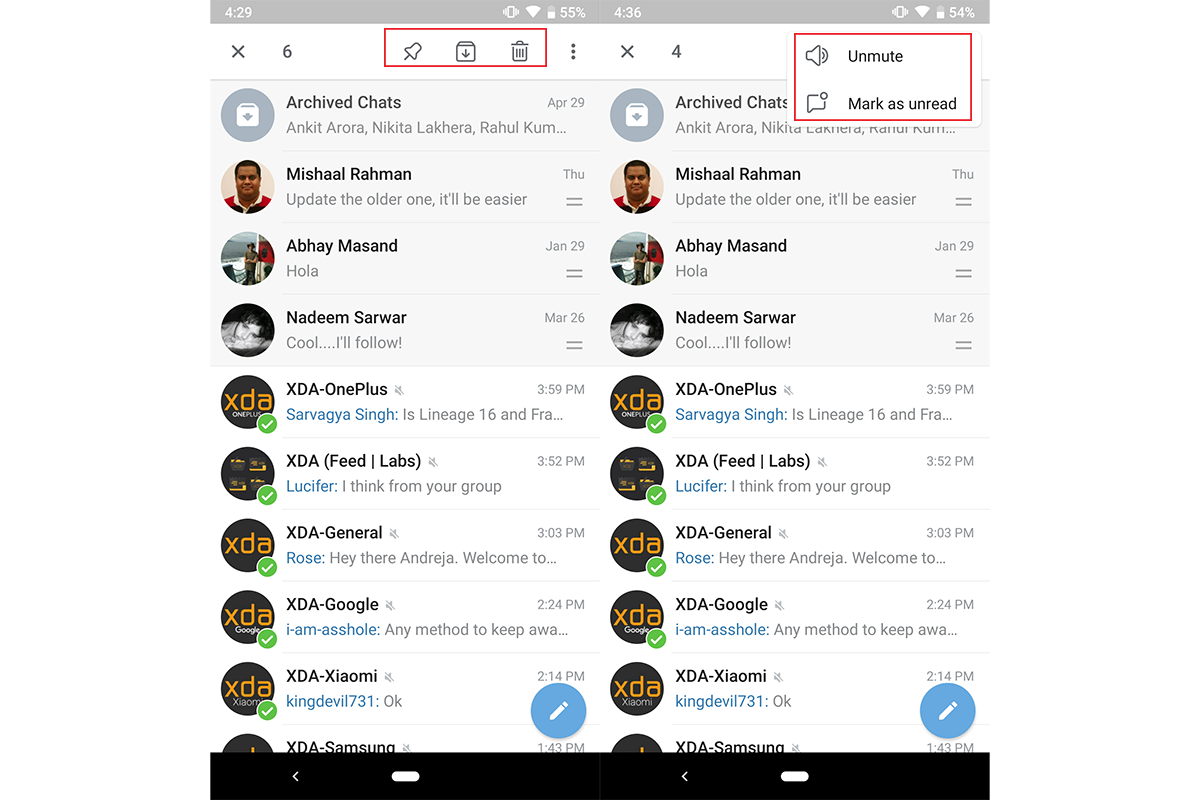 Telegram 5.6 adds archived chats, quick bulk actions, and more