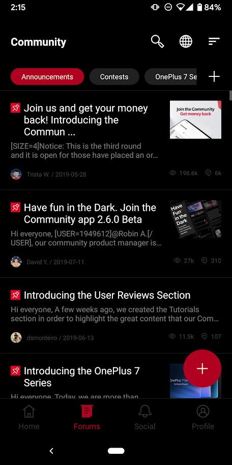 OnePlus adds a dark mode to its Community app in version 2.6.0
