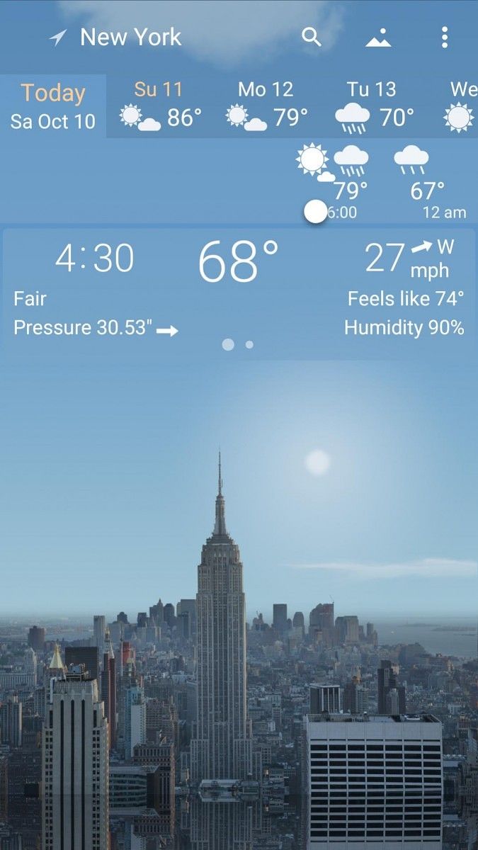 YoWindow is a weather app that changes based on current conditions