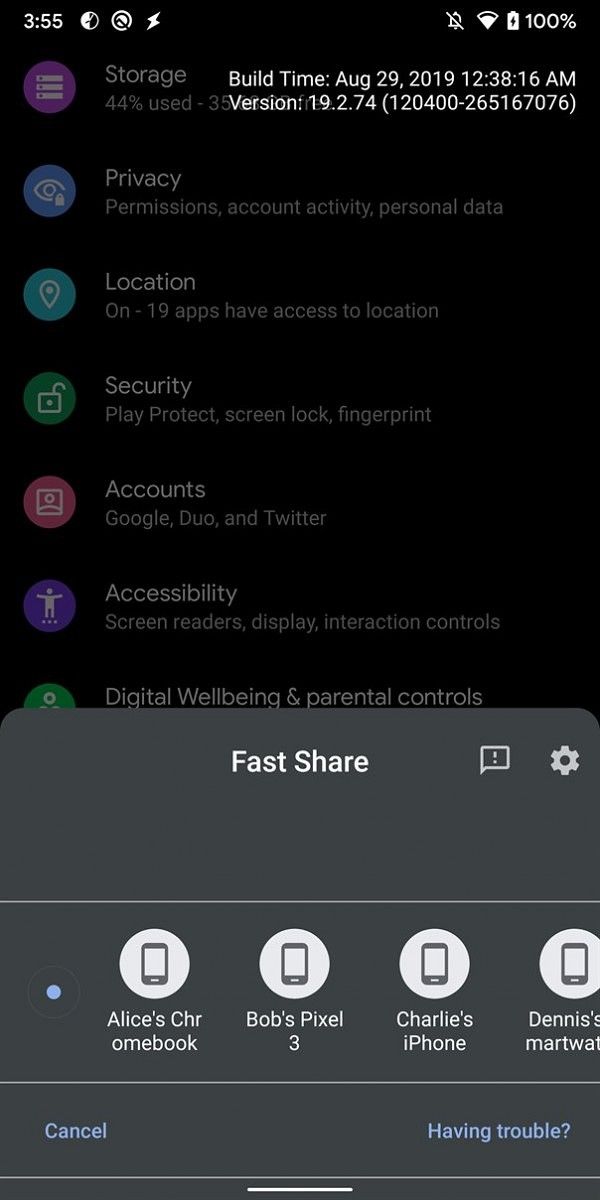 Google Fast Share gets a revamped share sheet and new settings location