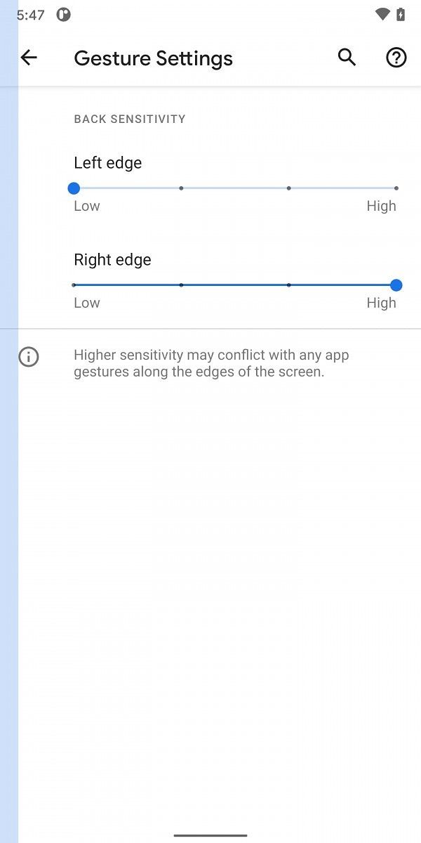 Android 11 tests individual left/right sensitivity options for gesture ...