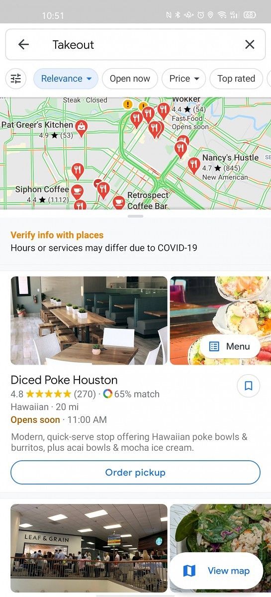 Google Maps makes it easier to find restaurants for takeout or delivery