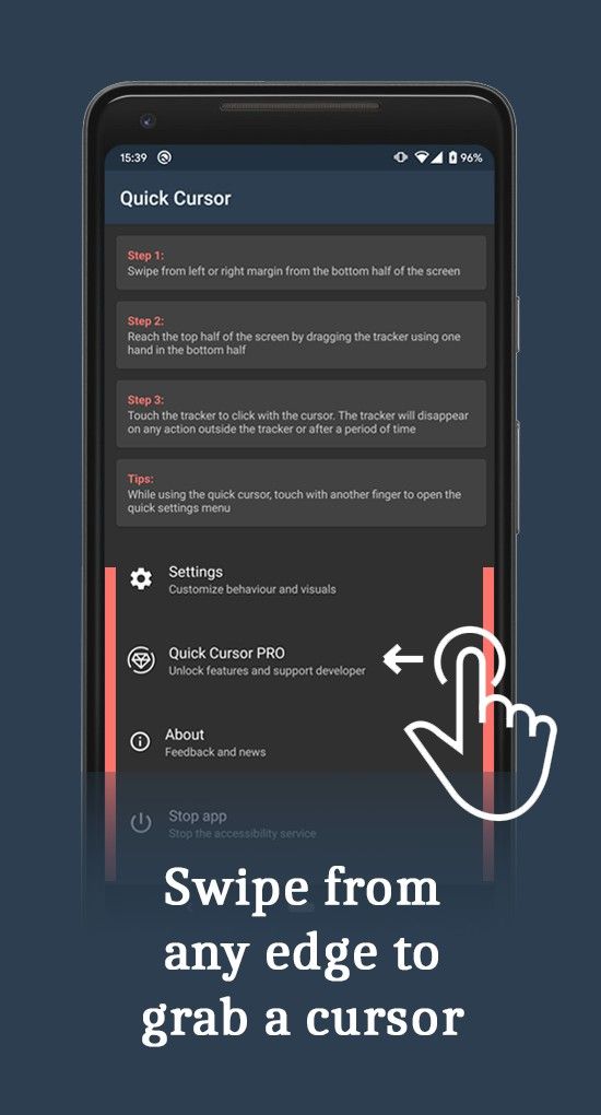 Quick Cursor enables one-handed control on Android using a mouse pointer