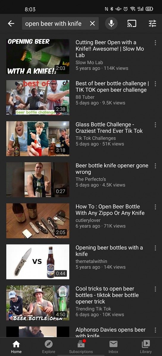 YouTube for Android tests showing a recommended Google Search result ...