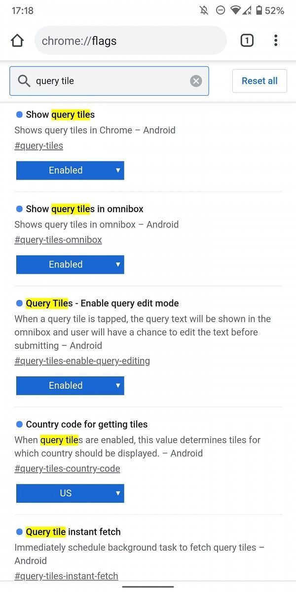 Google Chrome tests "Query Tiles" to speed up searching on mobile