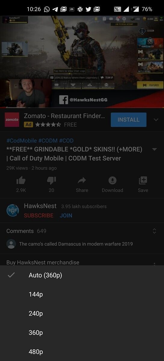 YouTube finally re-enables 1080p streaming in India, but only on WiFi