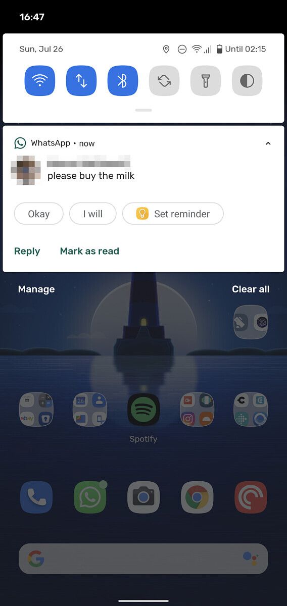 Smart actions can now set reminders from notifications of other apps
