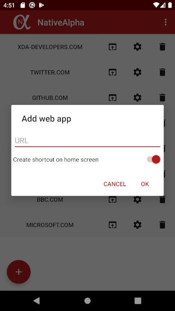 Native Alpha lets you transform any website into a native fullscreen web app on Android