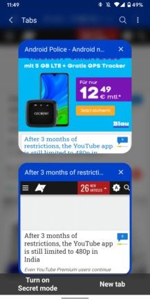 Samsung Internet Beta gets a Chrome-like tab grid