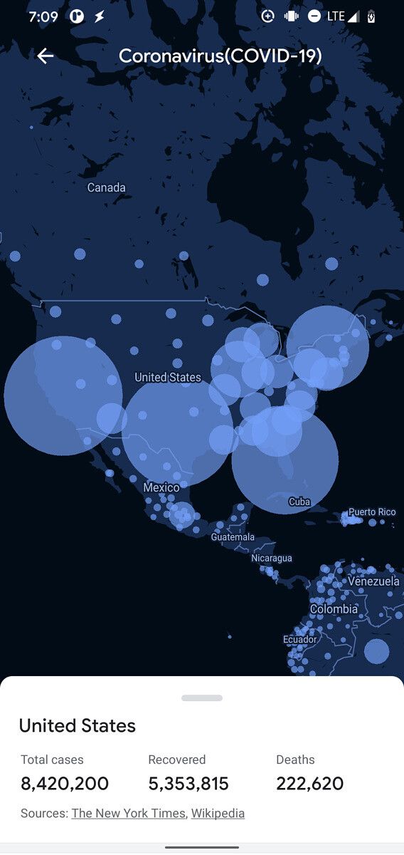 How to view a map of COVID-19 cases in Google News on Android
