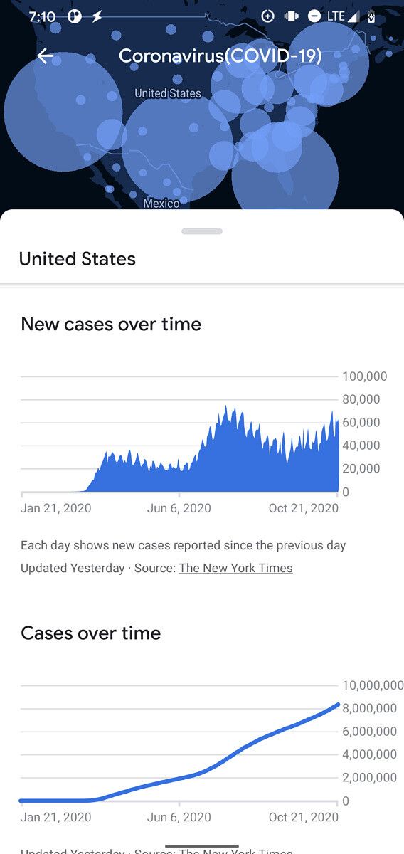 How to view a map of COVID-19 cases in Google News on Android