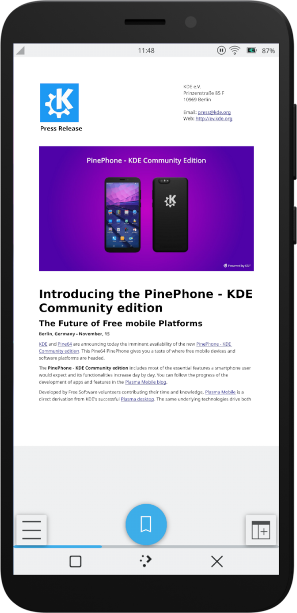 PinePhone KDE Community Edition will run Plasma Mobile out-of-the-box
