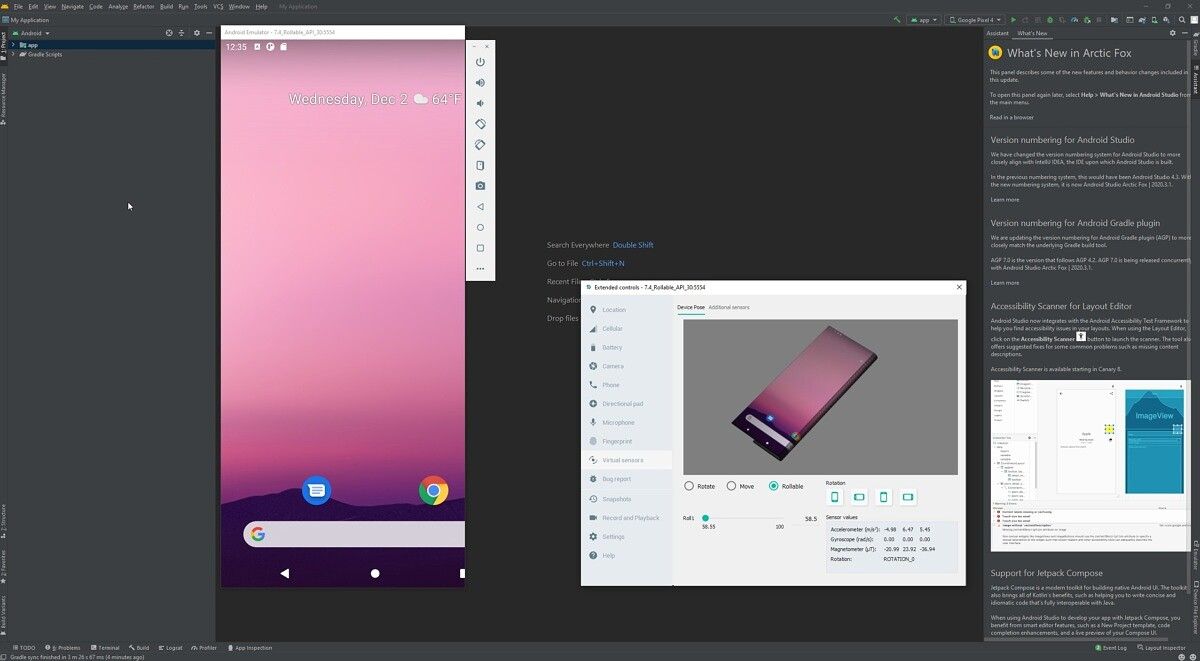 Android Studio Arctic Fox adds an emulator for rollable phones