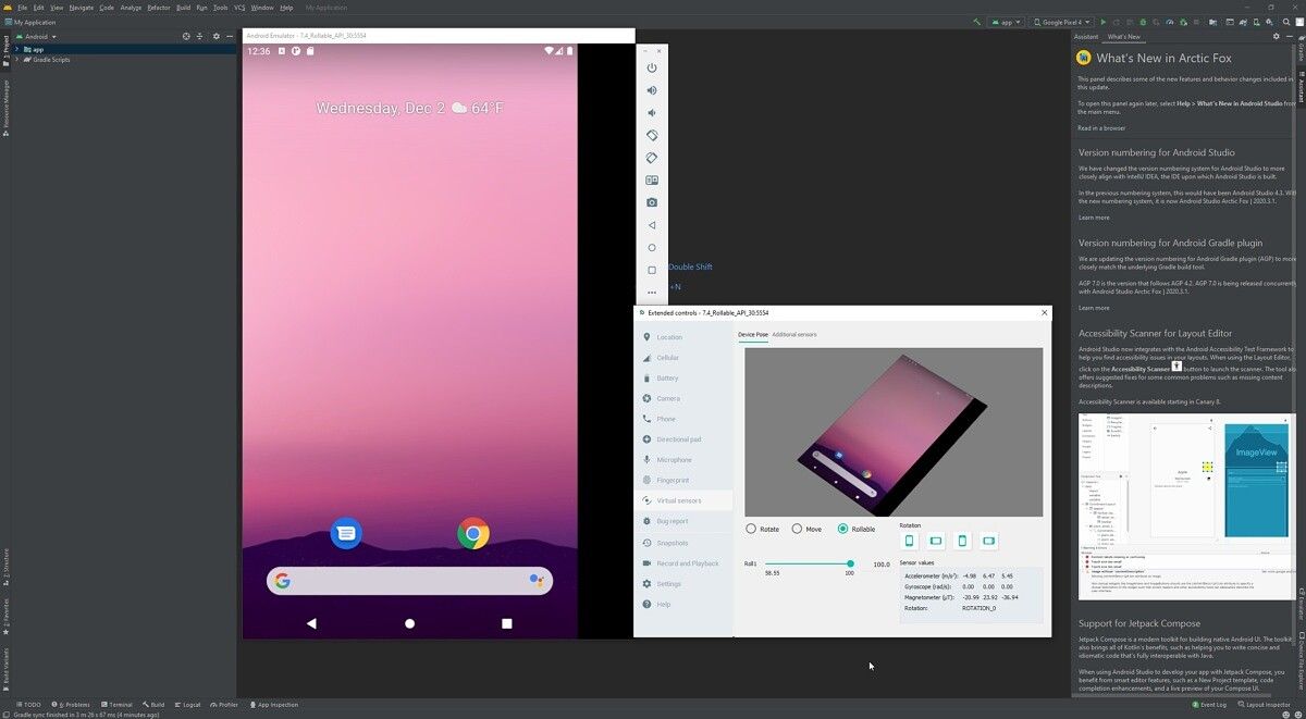 Android Studio Arctic Fox adds an emulator for rollable phones