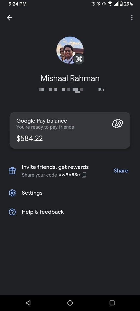 The new Google Pay app now has a dark theme