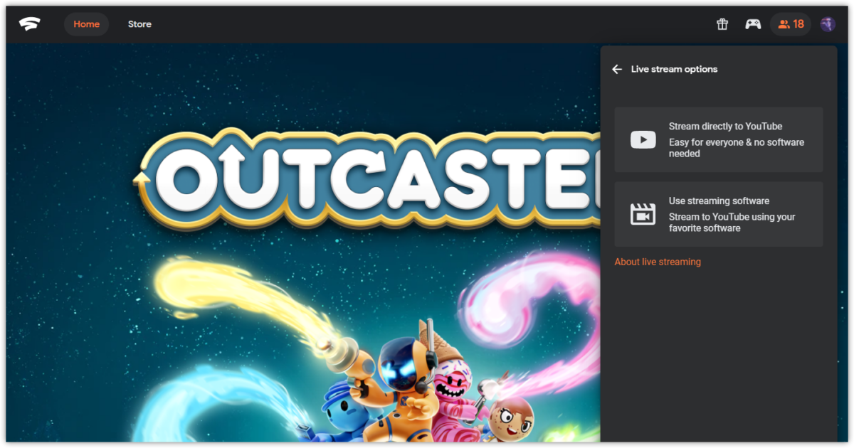 Google Stadia launches YouTube live streaming support