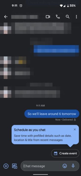Google Messages can suggest adding a calendar event when texting