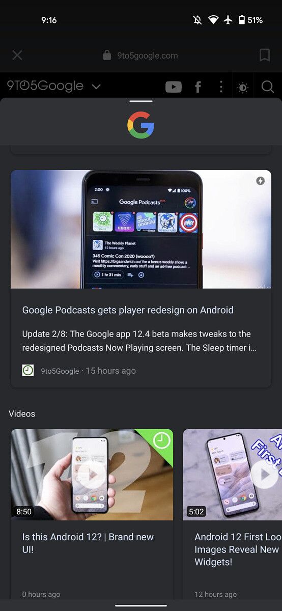Google app's in-app browser gets new swipe up feed to show related content