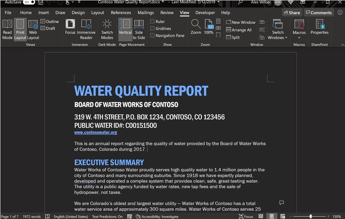 Microsoft Office's dark mode now works in documents too