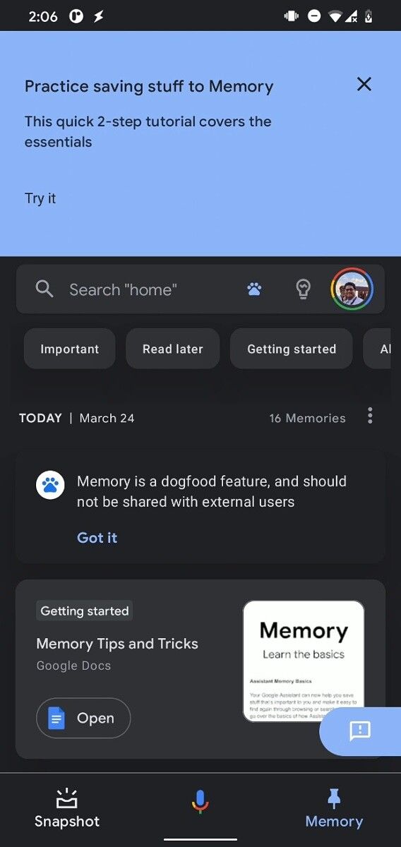 Google Assistant prepares a new "Memory" feature and earnings call alerts
