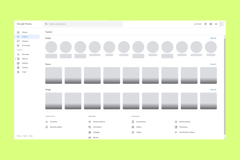 Google Photos on the web gets a new "Explore" tab and "Favorites" shortcut