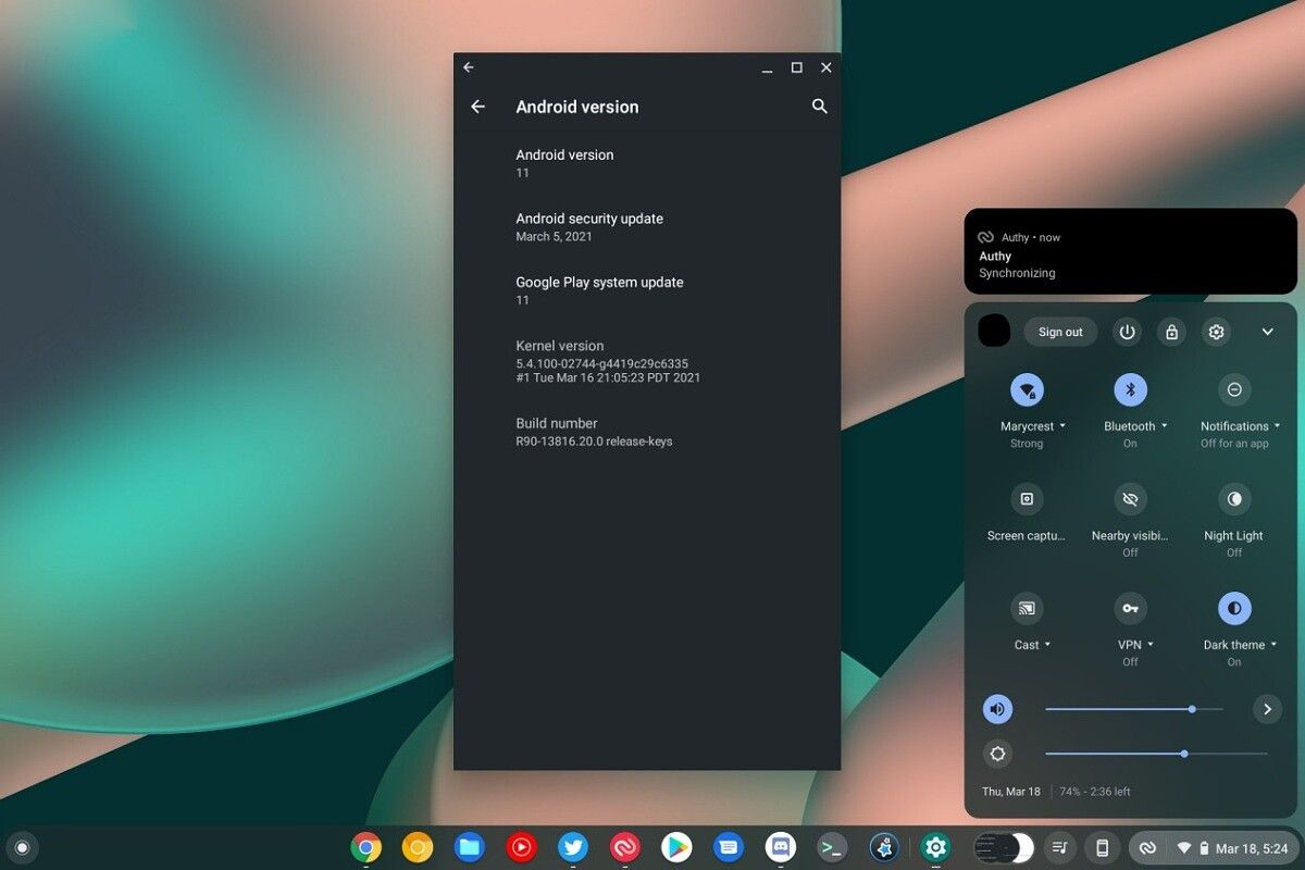 Android 11 rolls out for Chromebooks with dark theme support