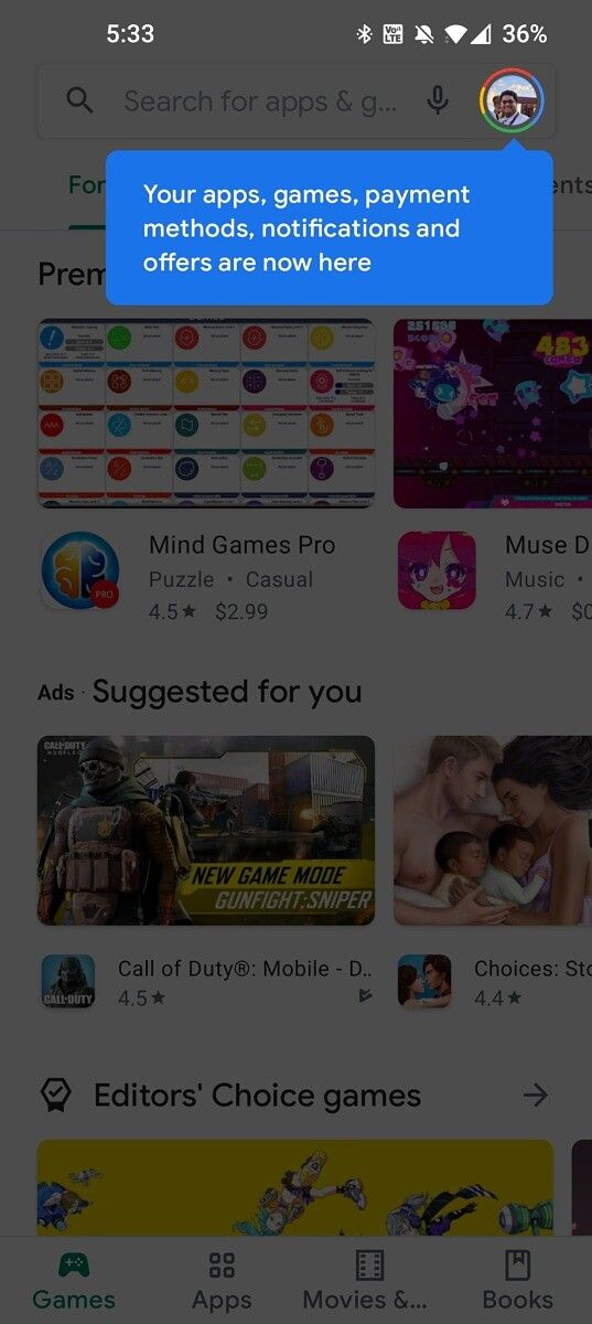 Google Play Store's new UI gets rid of the hamburger menu