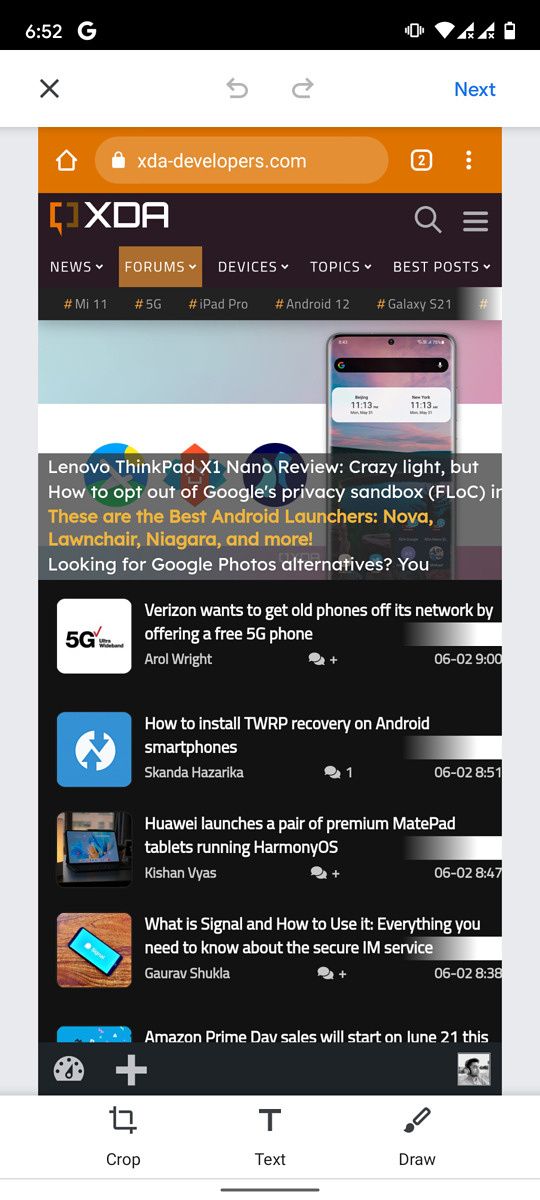 Google Chrome for Android receives a screenshot editor