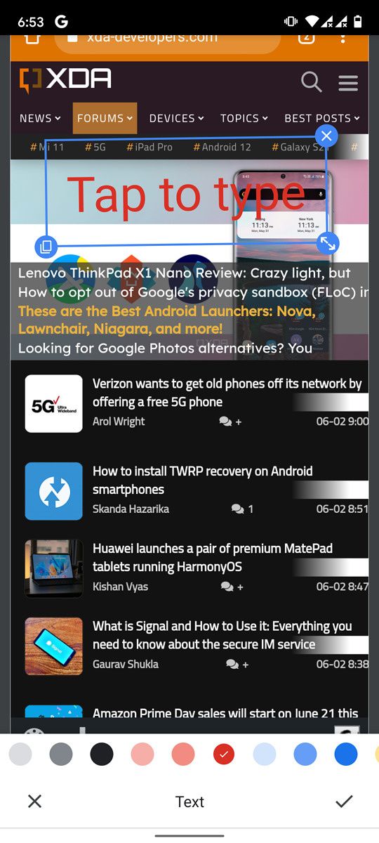 Google Chrome for Android receives a screenshot editor
