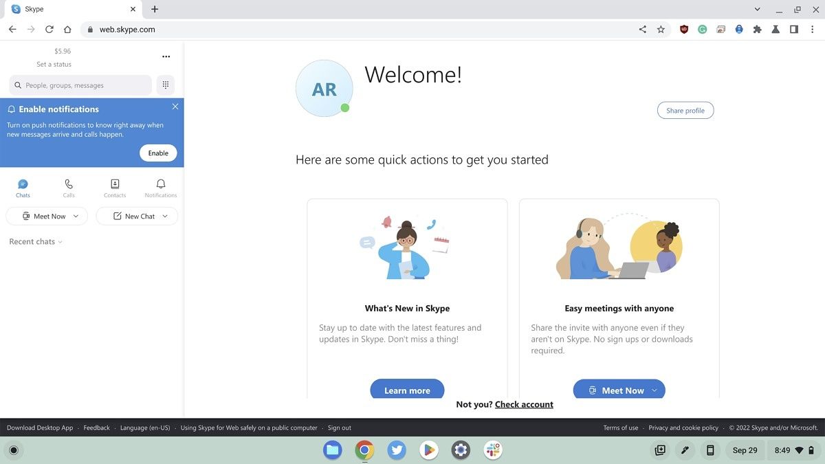 Does Skype work on a Chromebook?