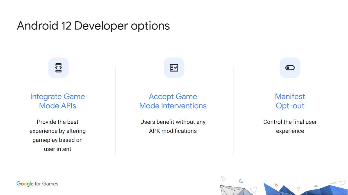 Android 12 adds a game dashboard tool and gaming mode APIs